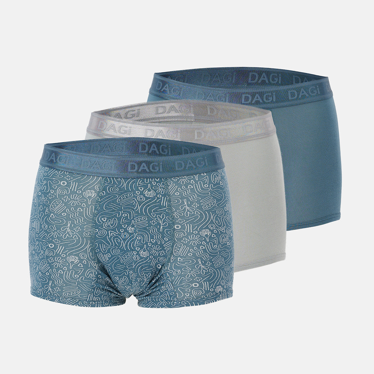 Açık Gri-Gri 3'Lü Desenli Micro Modal Boxer 25AM28365YD_706 | Dagi